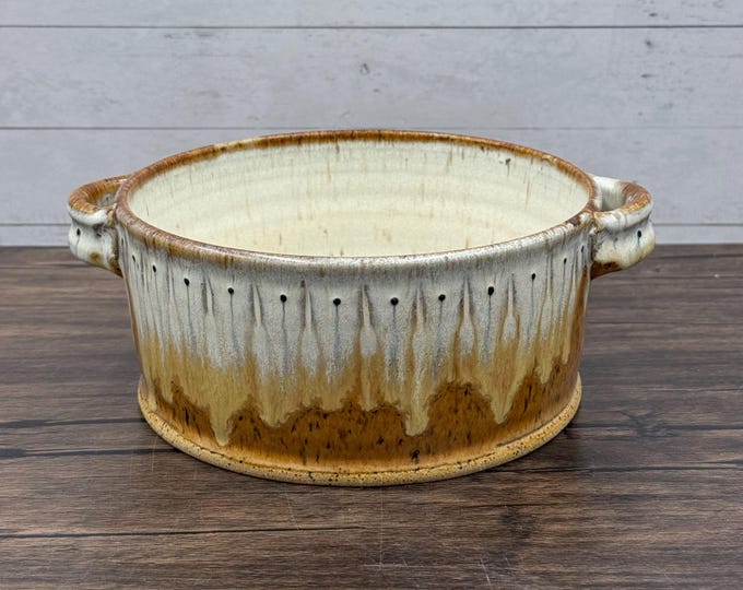 Handmade Wheel Thrown Stoneware Pottery Bowl With Handles, Ceramic ...