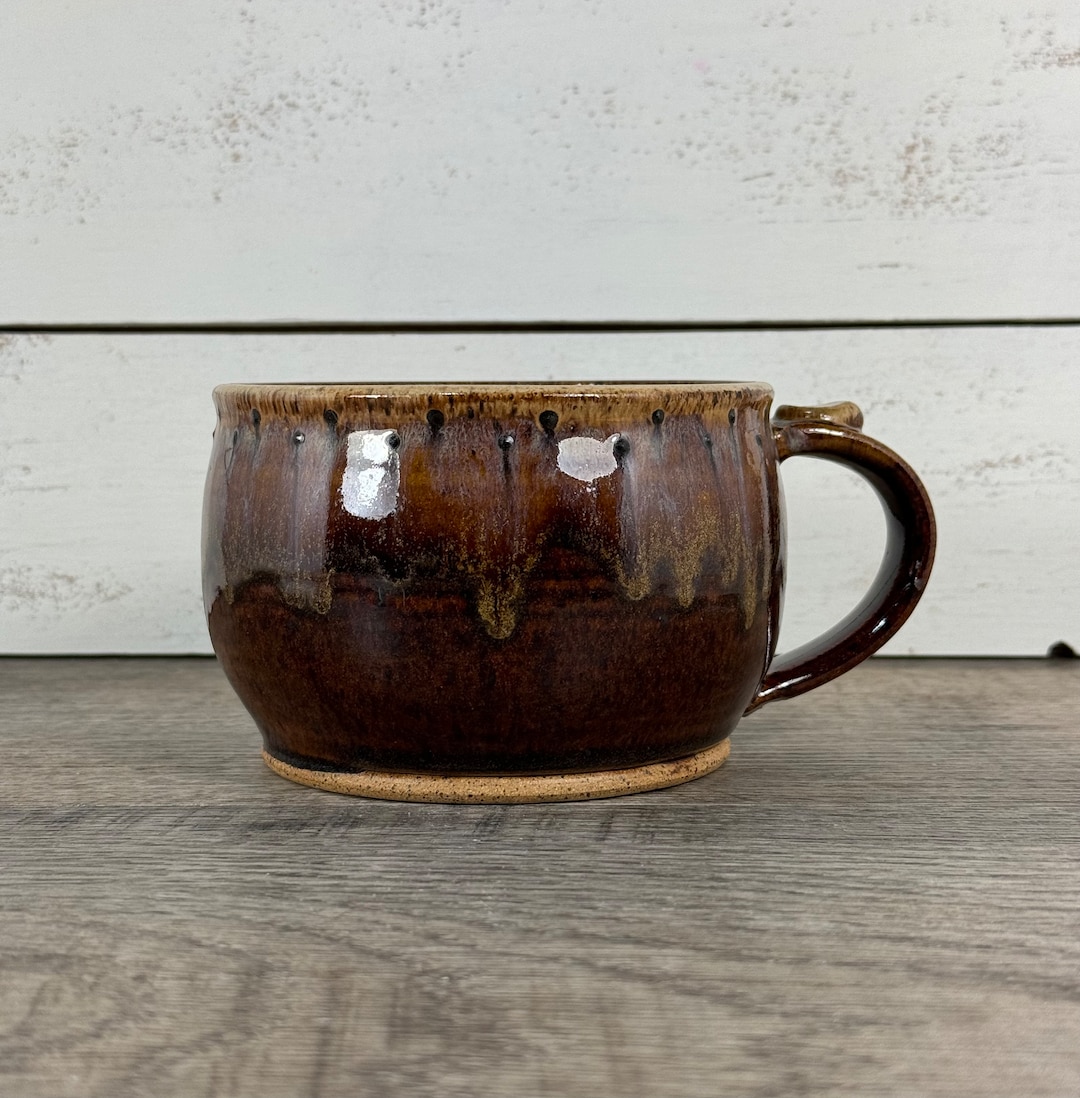 Handmade Wheel Thrown Stoneware Pottery Soup Bowl With Drippy Glaze ...