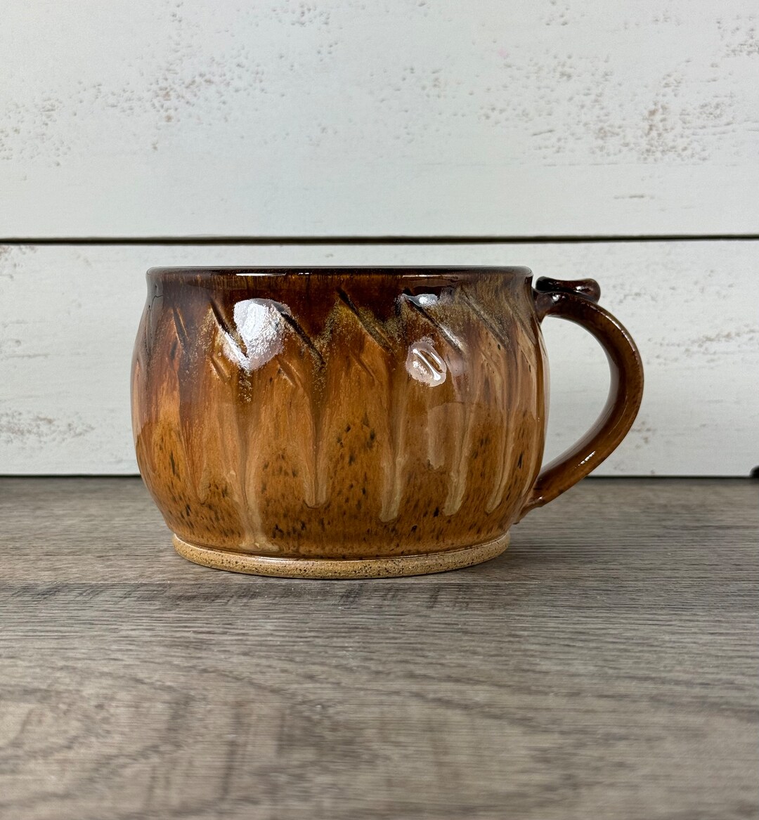 Handmade Wheel Thrown Stoneware Pottery Soup Bowl With Drippy Glaze ...