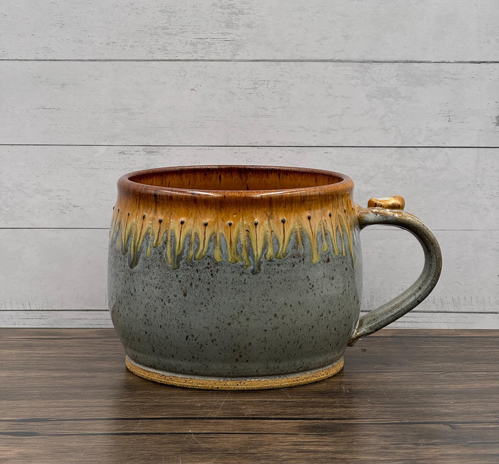 Handmade Wheel Thrown Stoneware Pottery Soup Bowl With Drippy Glaze ...