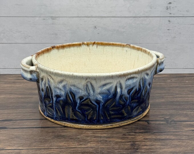 Handmade Wheel Thrown Stoneware Pottery Bowl With Handles, Ceramic ...