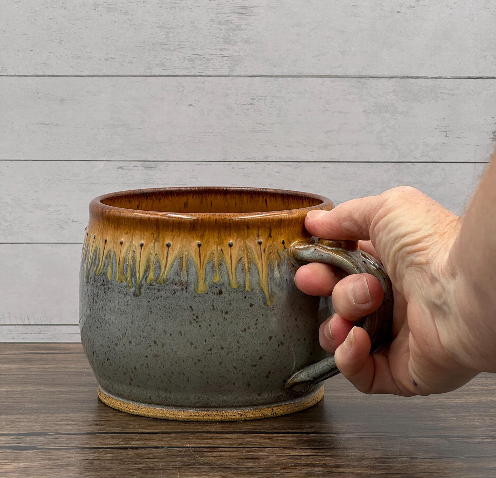 Handmade Wheel Thrown Stoneware Pottery Soup Bowl With Drippy Glaze ...