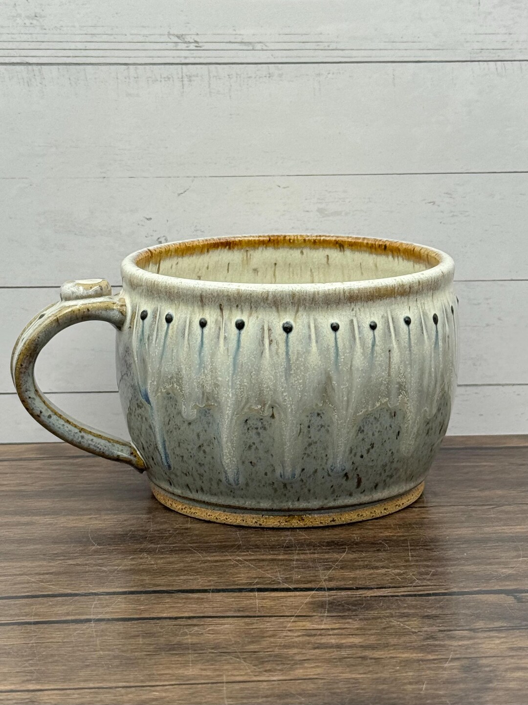 Handmade Wheel Thrown Stoneware Pottery Soup Bowl With Drippy Glaze ...