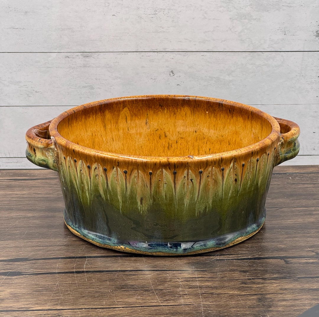Handmade Wheel Thrown Stoneware Pottery Bowl With Handles, Ceramic ...