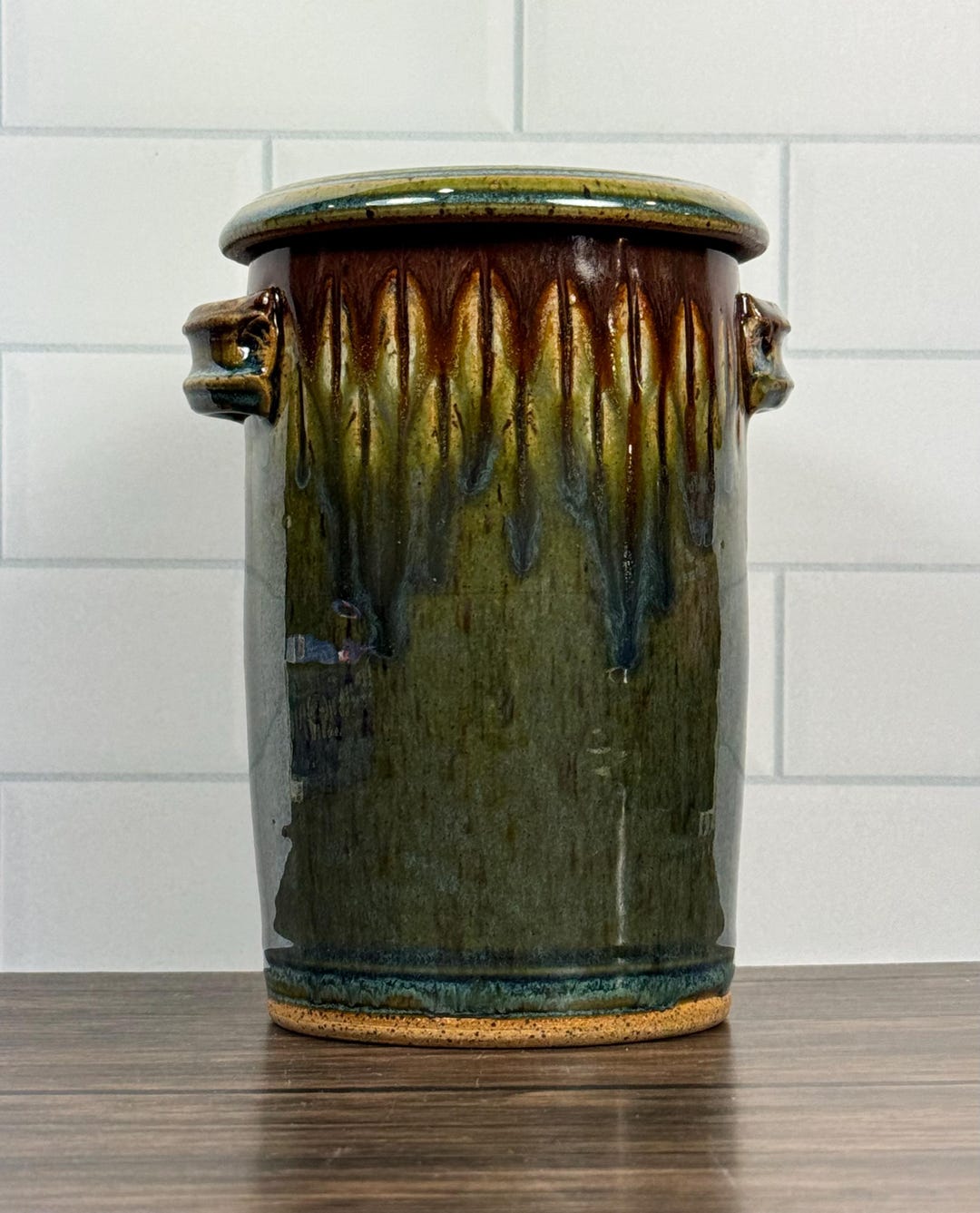 Handmade Pottery Storage Jar With Lid, Sugar, Tea Canister, Carved ...