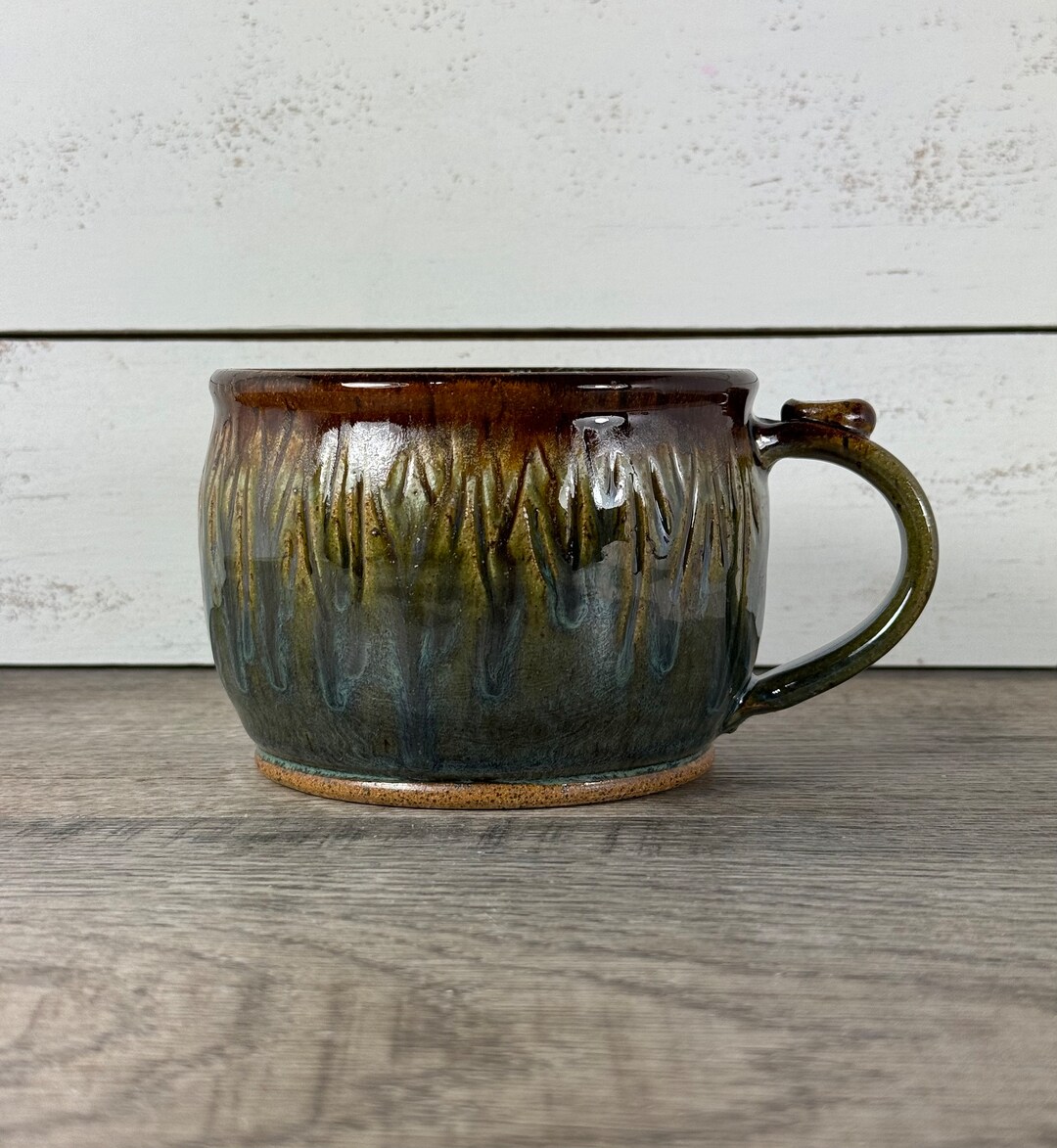 Handmade Wheel Thrown Stoneware Pottery Soup Bowl With Drippy Glaze ...