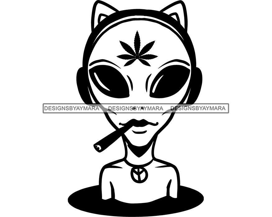 Alien Smoking Marijuana Leaf Weed Blunt Joint Cannabis Medical | Etsy
