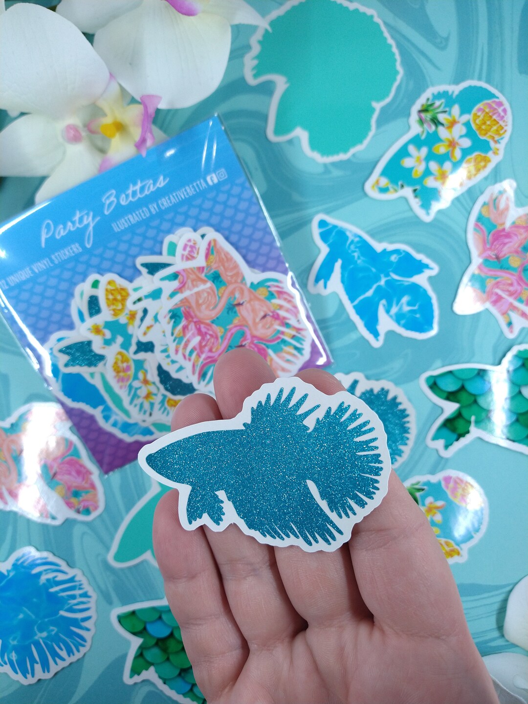 Flamingo Pool Party, Betta Fish Sticker Pack, Party Favors for Kids ...