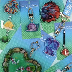 Purple Betta Fish Aquarium Shaker Charm, Shaker Keychain, Betta Fish ...