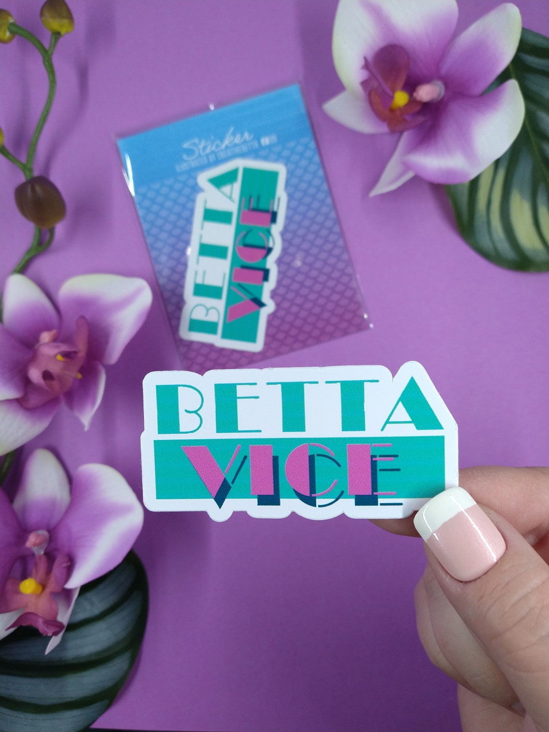 3in Betta Vice Sticker, Retro Sticker, Betta Fish Sticker, Miami ...