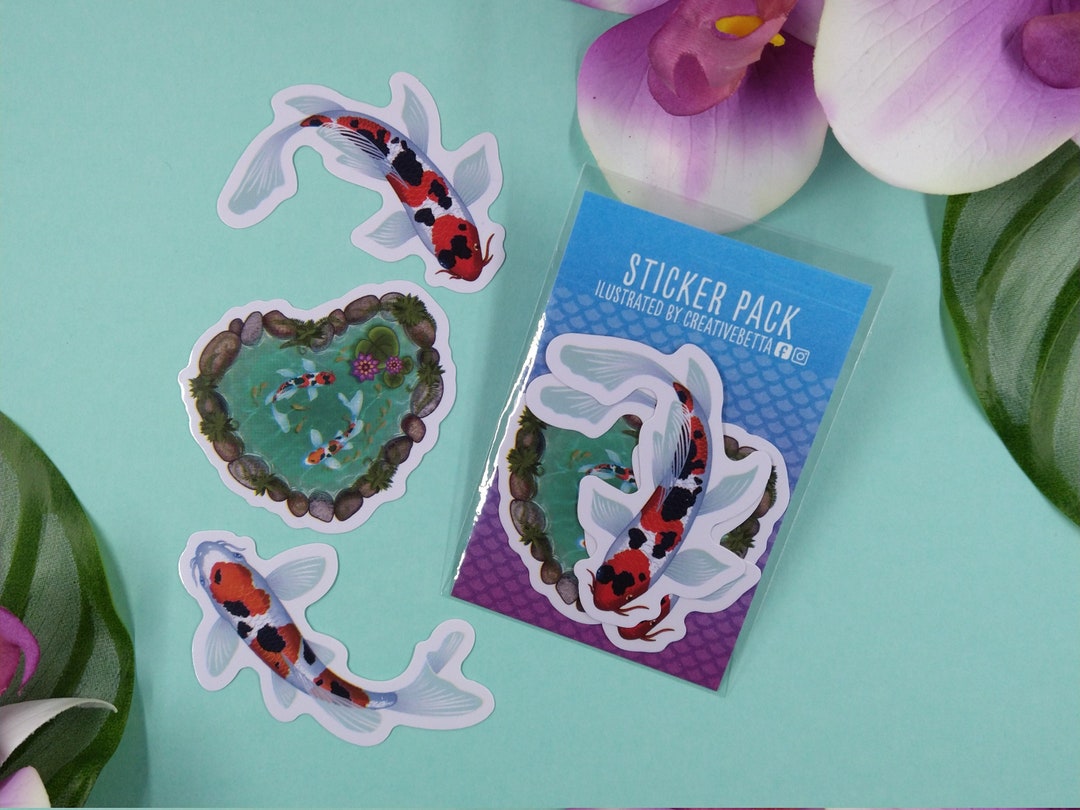 2in Vinyl Koi Pond Sticker Pack, Koi Fish Sticker, Koi Fish Art, Koi ...