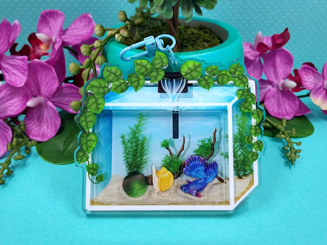 Blue Betta Fish Aquarium Shaker Charm Shaker Keychain Betta - Etsy