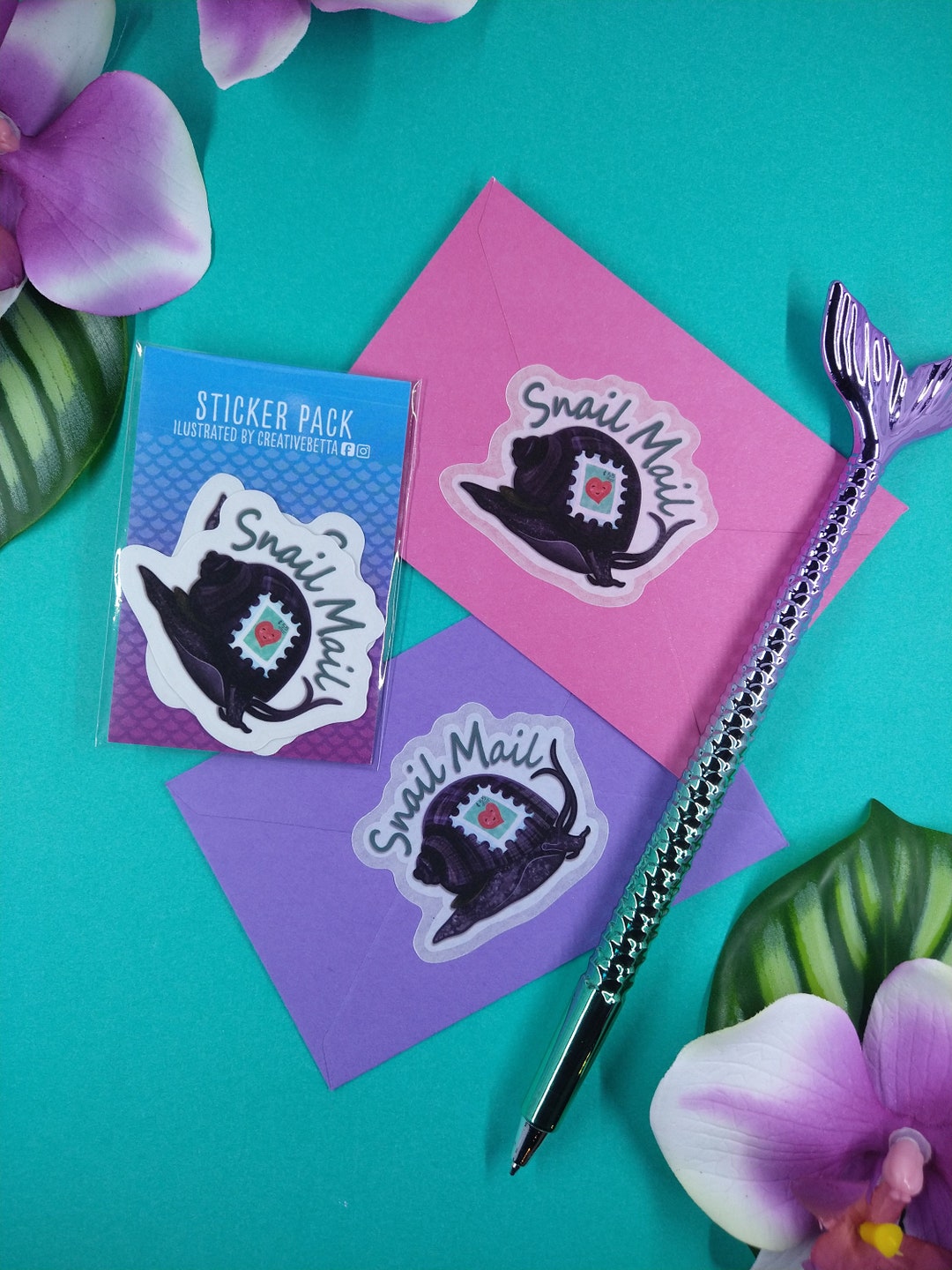 Mystery Snail Stickers, Washi Stickers, Envelope Stickers, Envelope ...