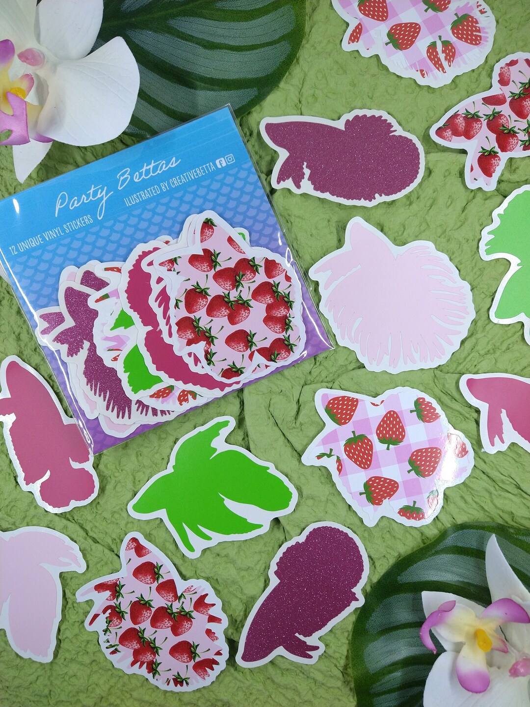 Strawberry Shortcake, Betta Fish Sticker Pack, Strawberry Decor, Party ...
