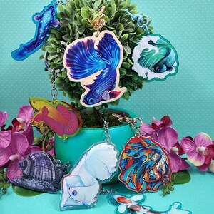 Lollipop Blue Swimming Betta Fish Charm, Gift for Betta Fish Lover ...