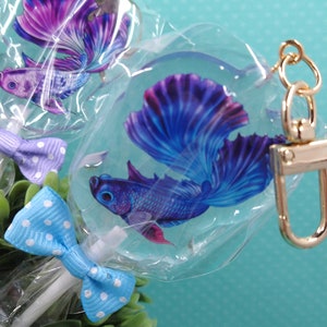 Lollipop Blue Swimming Betta Fish Charm, Gift for Betta Fish Lover ...