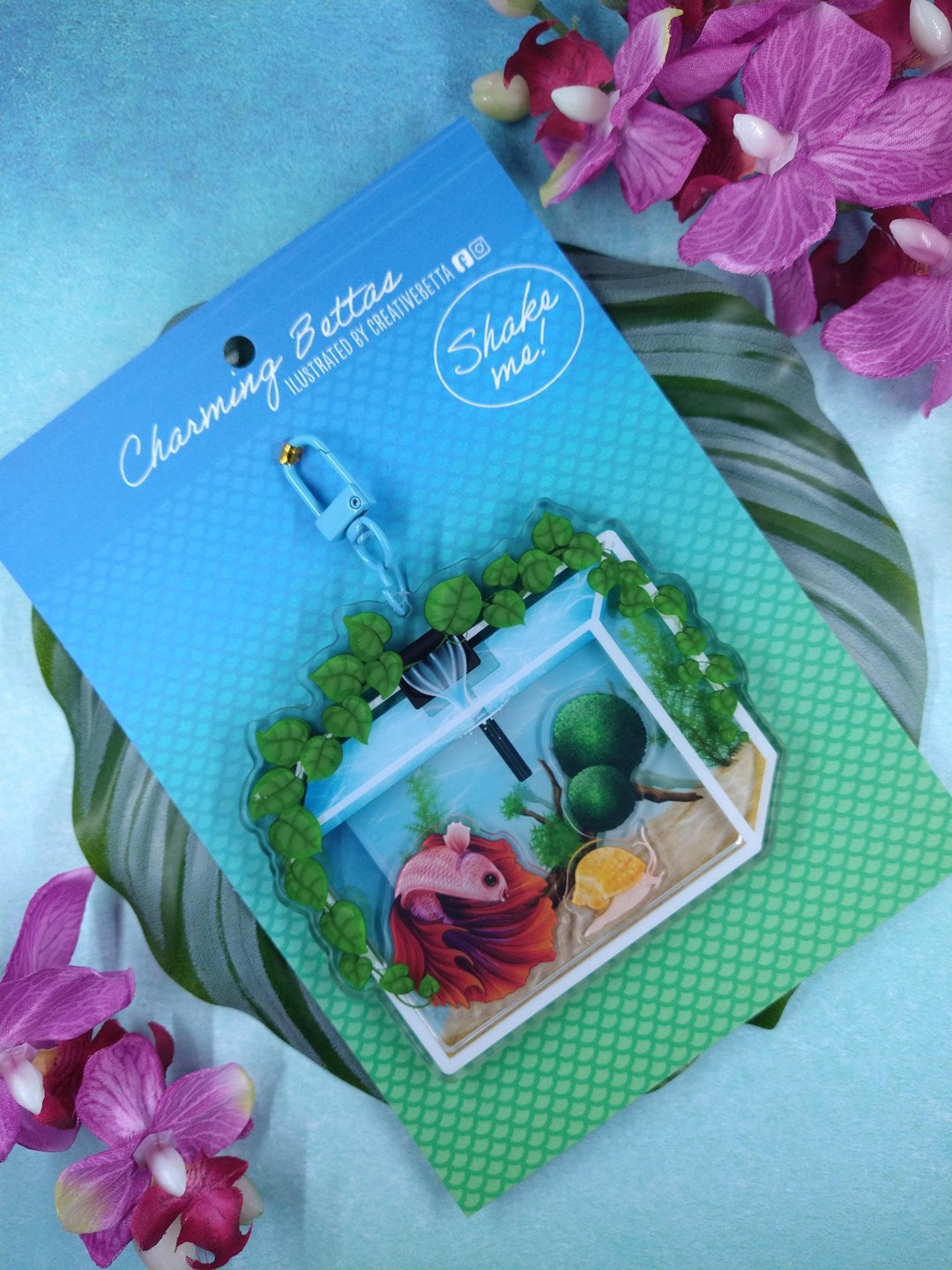 Red Betta Fish Aquarium Shaker Charm, Shaker Keychain, Betta Fish Gift ...