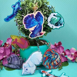 Blue Betta Fish Aquarium Shaker Charm, Shaker Keychain, Betta Fish Gift ...