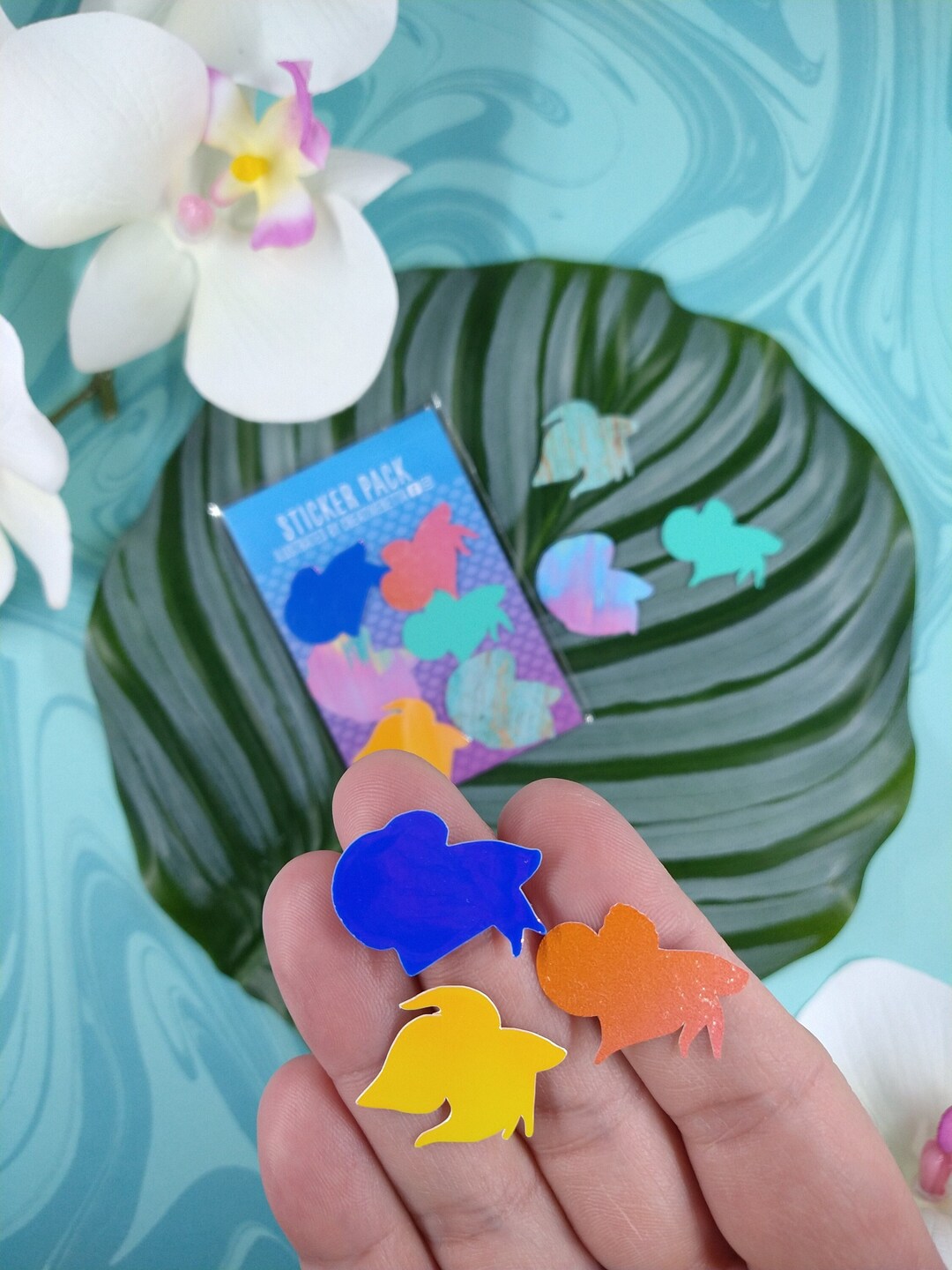 1in Sunset Betta Fish Stickers, Mini Sticker, Sticker Pack, Small Gift ...
