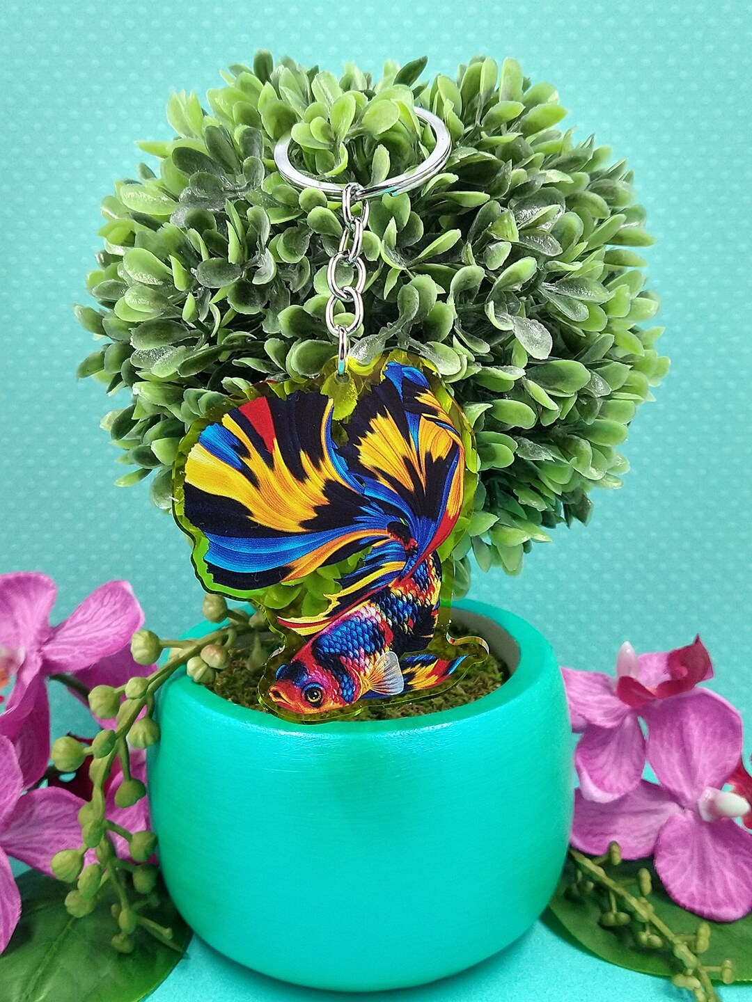 Acrylic Swimming Koi Betta Keychain Gift for Betta Fish Lover, Fish ...