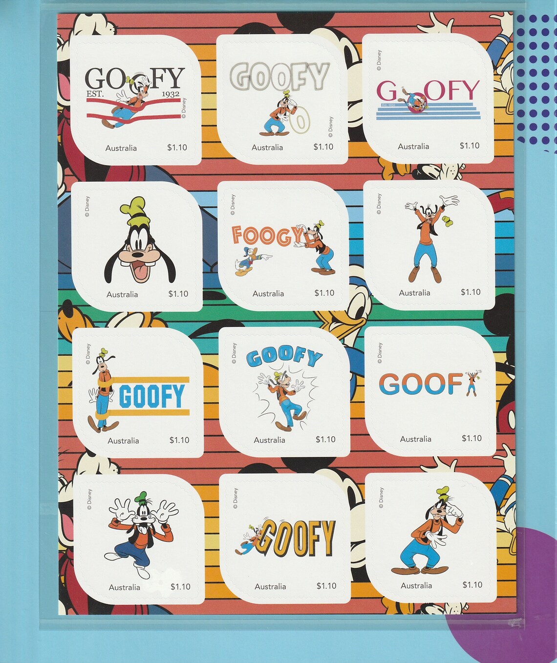 2022 Goofy 90 Years Stamp Presentation Pack Australia Self Adhesive ...