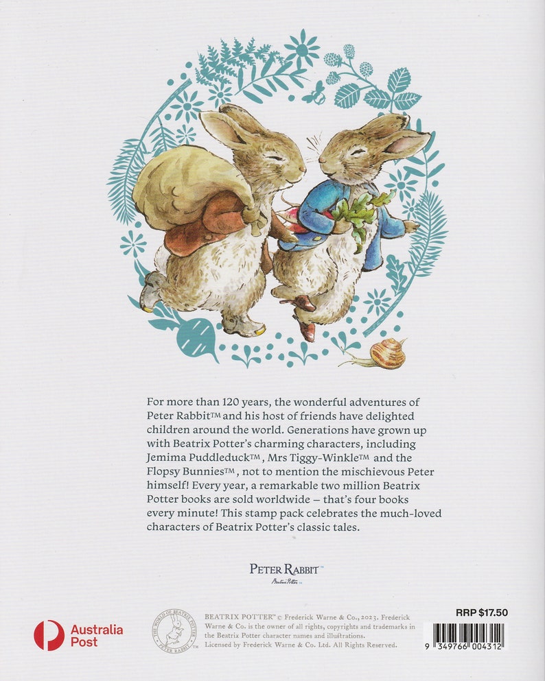 2023 Peter Rabbit Stamp Presentation Pack Australia Stickers & Self ...