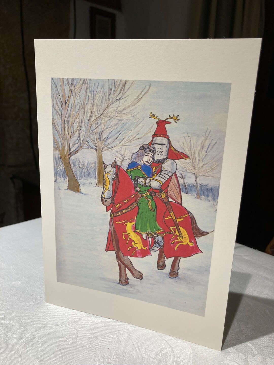 The Christmas Knight and His Lady Riding - Etsy