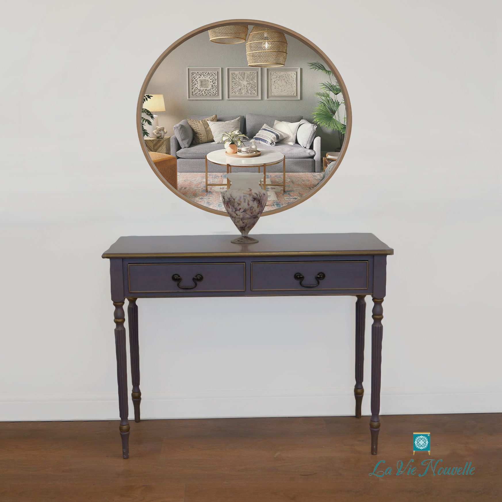 SOLD Purple Console Table With Gold Accents - Etsy UK