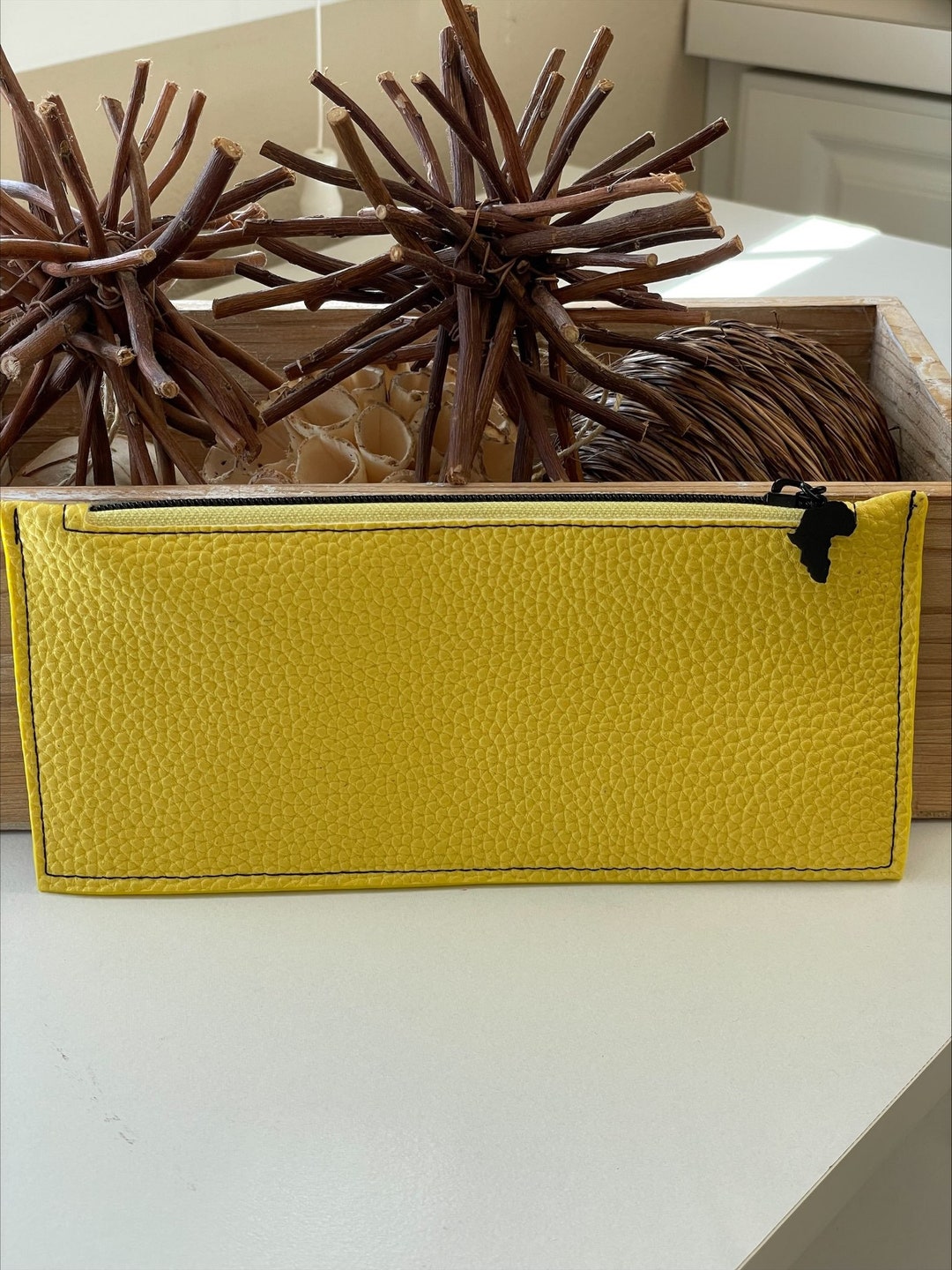 Yellow Pebbled Vinyl, Rectangular, Pencil Case - Etsy