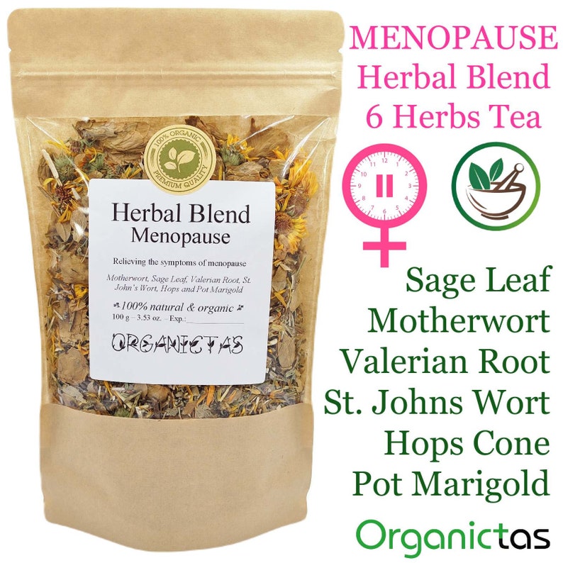 Organic Natural Herbal Mixture Tea Blend 'MENOPAUSE' - 6 Selected Herbs ...
