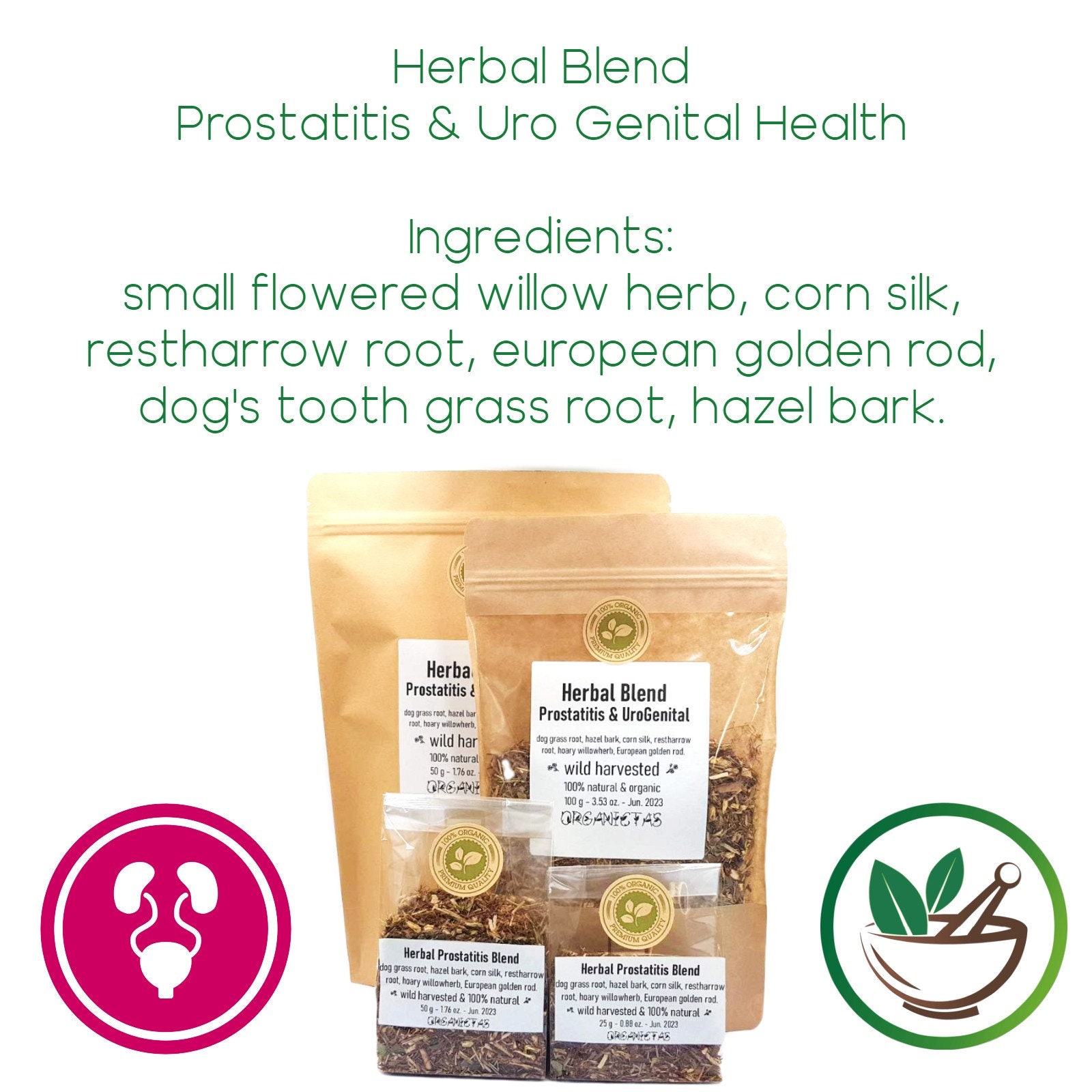 Organic Natural Herbal Mixture Tea Blend "prostate & URINARY Tract", 6 ...