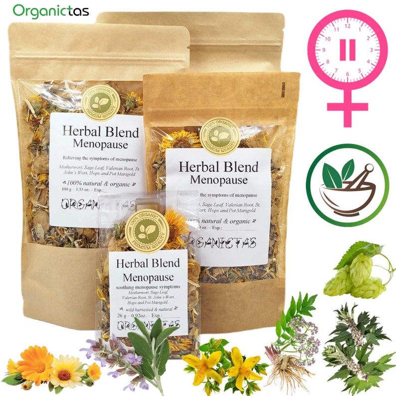 Organic Natural Herbal Mixture Tea Blend 'MENOPAUSE' - 6 Selected Herbs ...