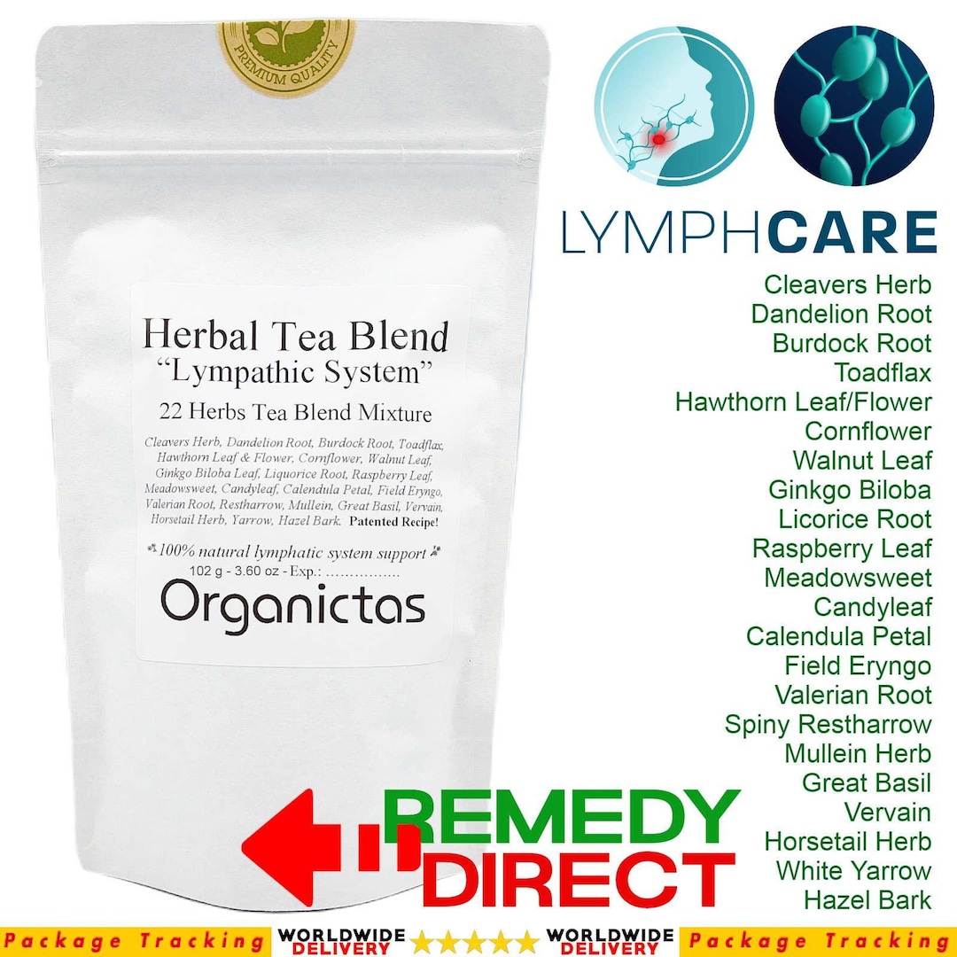 Organic LYMPH SYSTEM TEA 22 Herbs Recipe Formula Natural Lymphatic ...