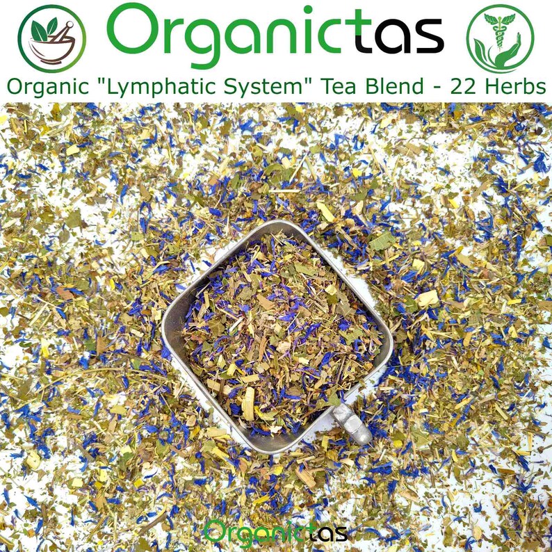Organic LYMPH SYSTEM TEA 22 Herbs Recipe Formula Natural Lymphatic ...