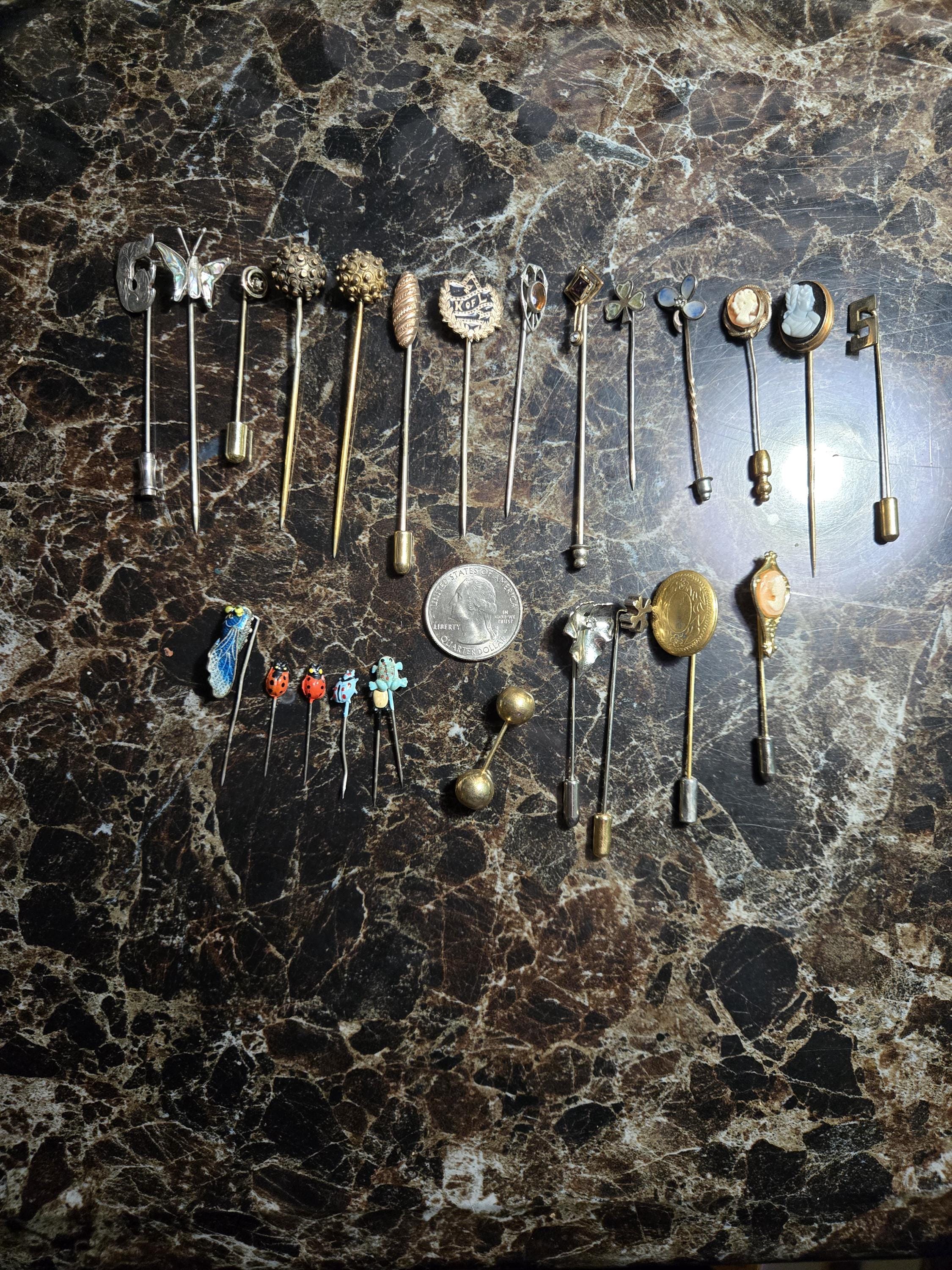 Large Lot of 25 Vintage/antique Stick Pins - Etsy