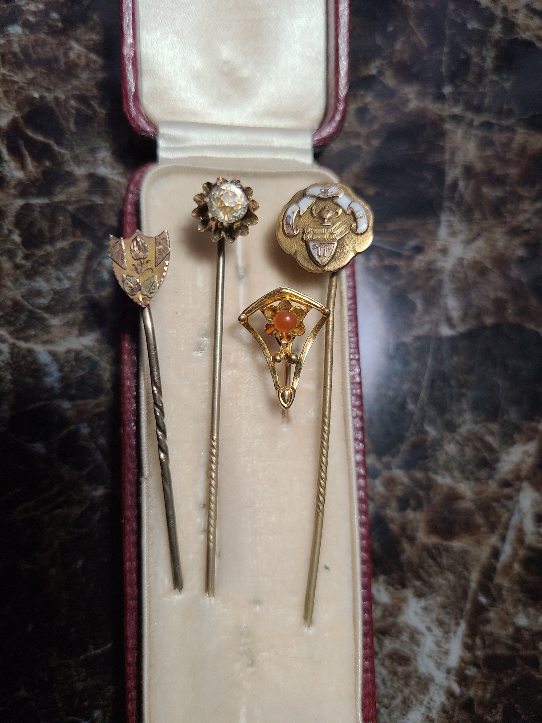 Lot of 4 Antique 10k Gold Head Stick Pins - Etsy