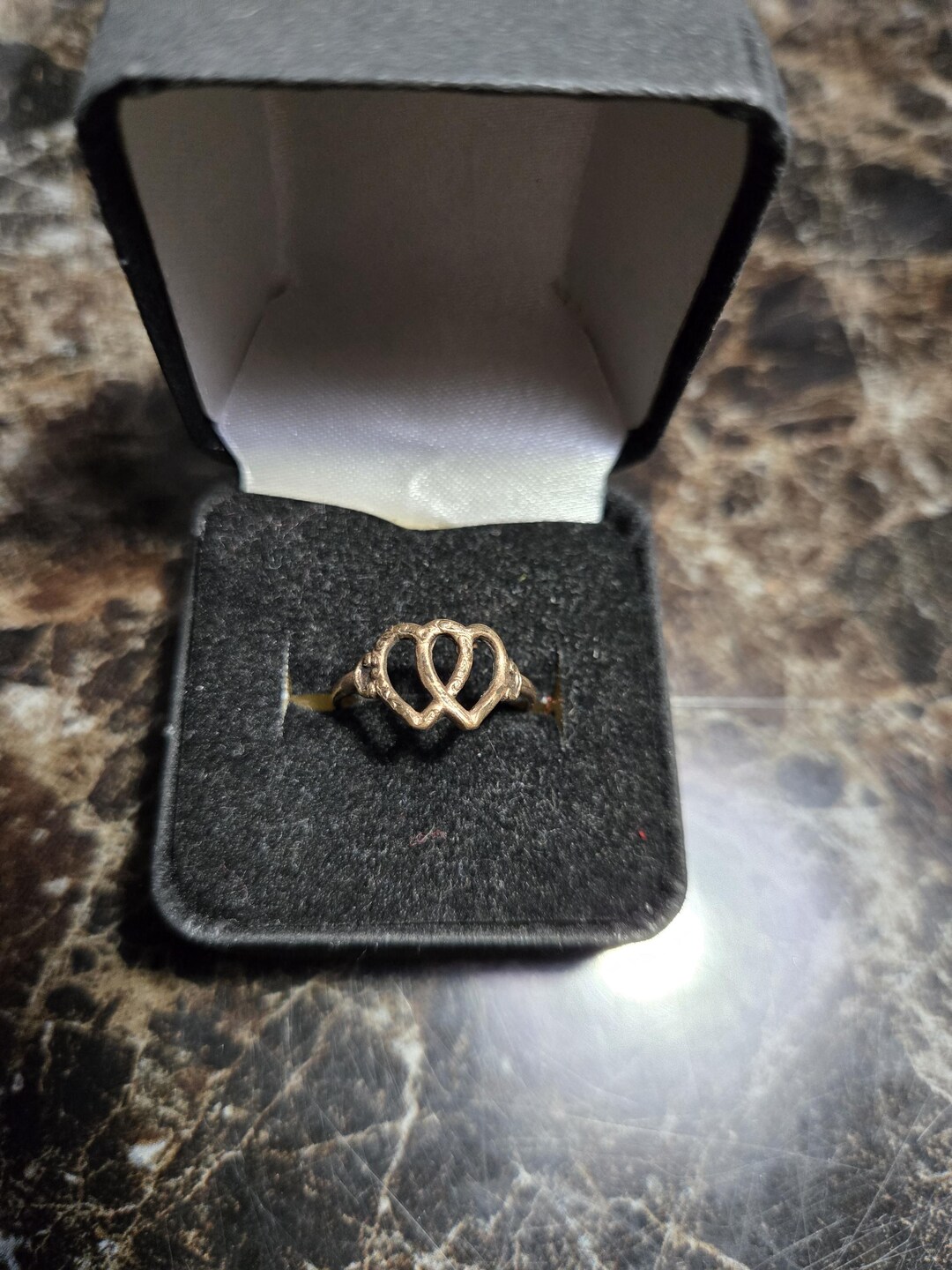 Antique Victorian Era Gold Filled Ornate Interlocking Hearts Ring Size ...