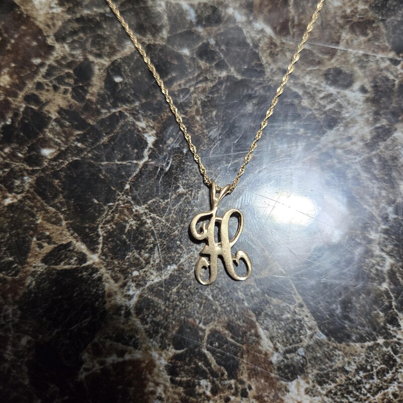 Gold H Necklace - Etsy