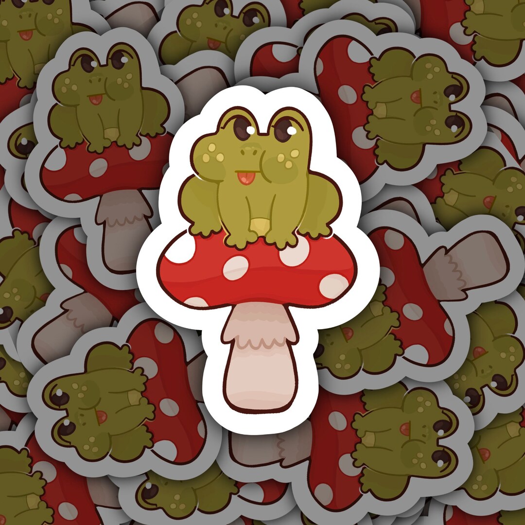 Mushroom Frog Glossy Vinyl Sticker - Etsy
