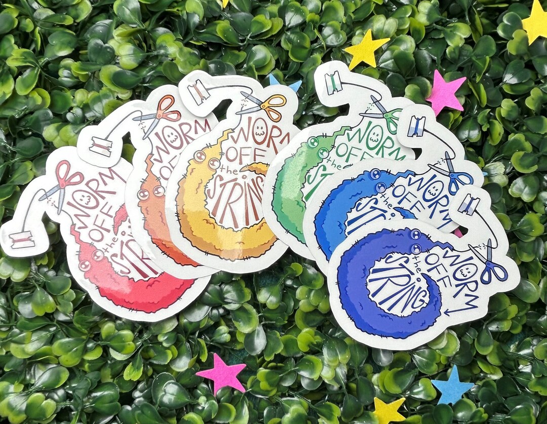 Worm ‘off’ the String Glossy Vinyl Stickers - Etsy