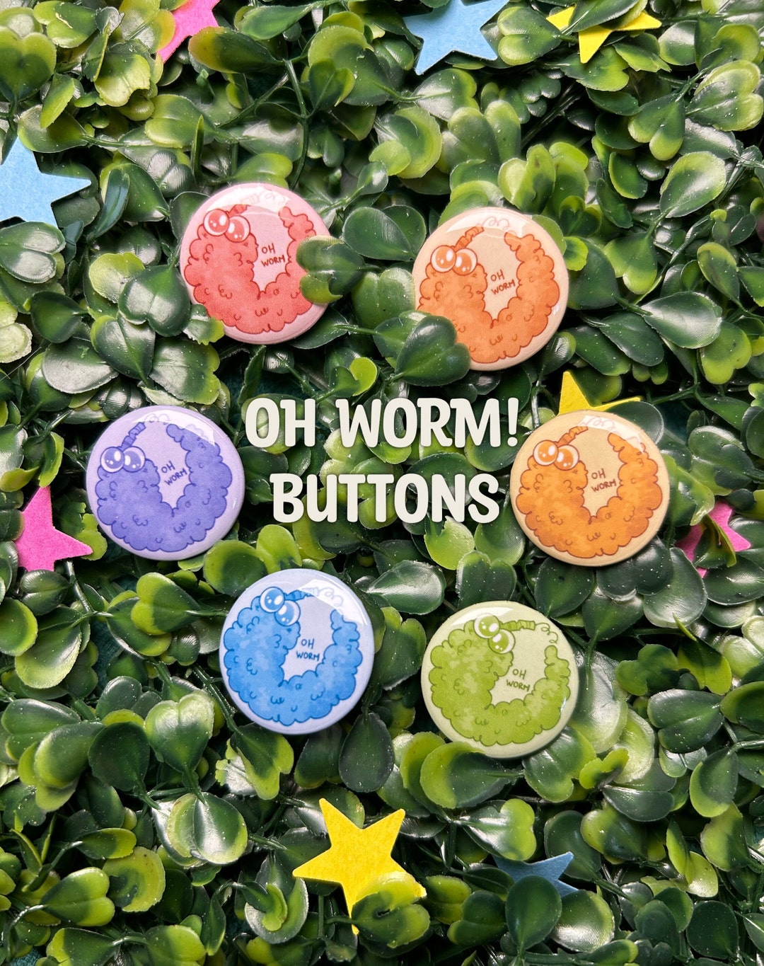 Worm on a String Pin Back Button - Etsy