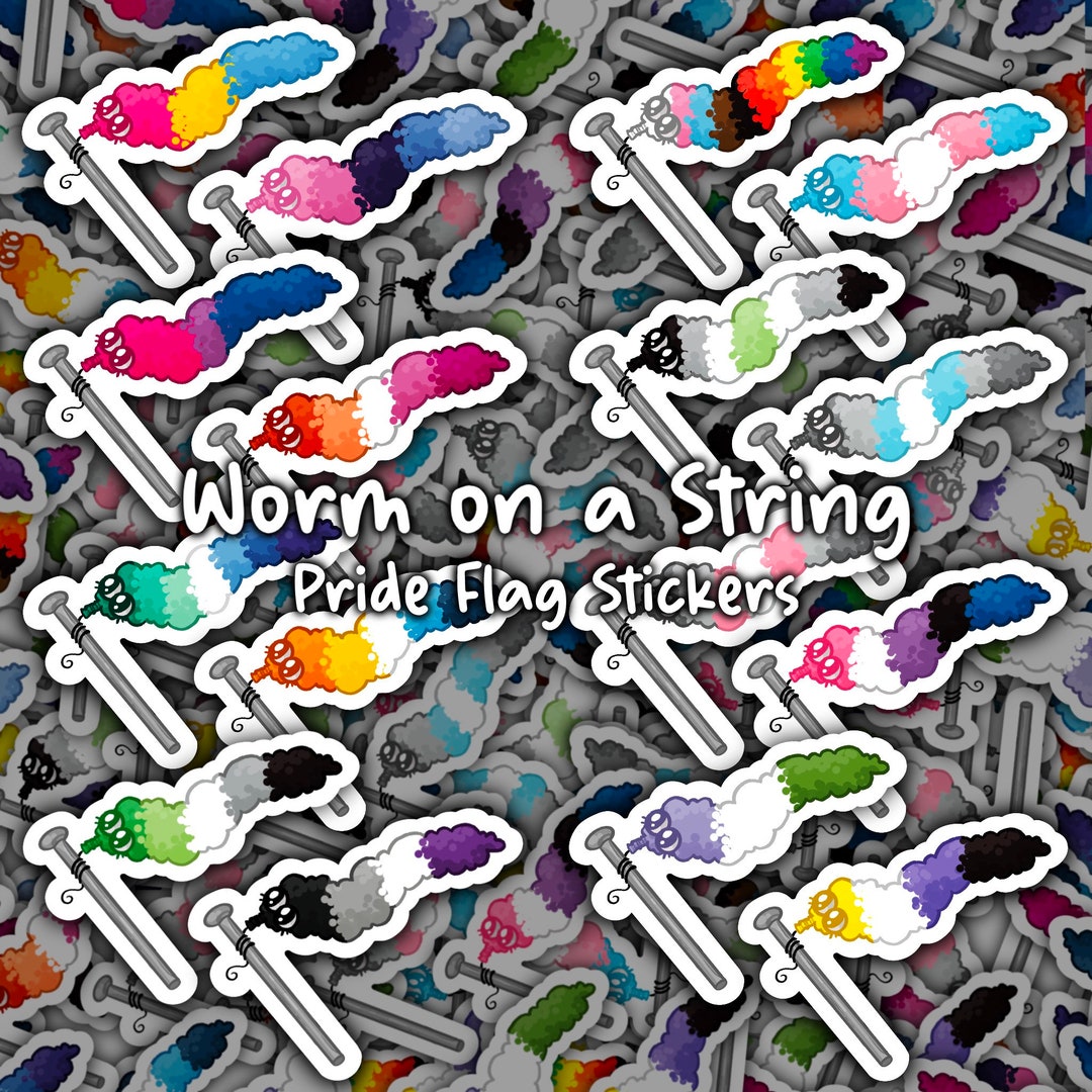 Worm on a String Pride Flag Glossy Vinyl Sticker - Etsy New Zealand
