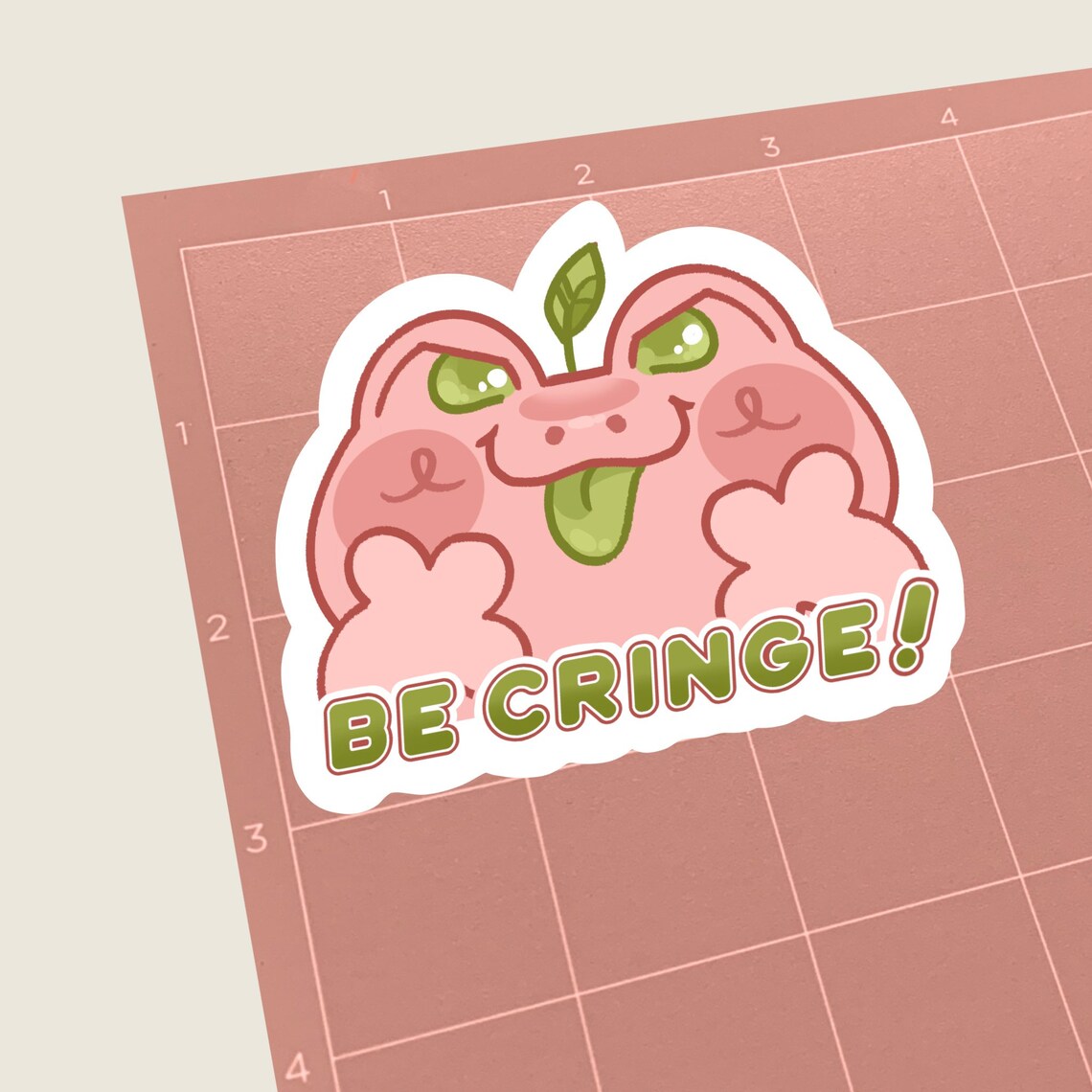 BE CRINGE Frog Glossy Vinyl Sticker - Etsy