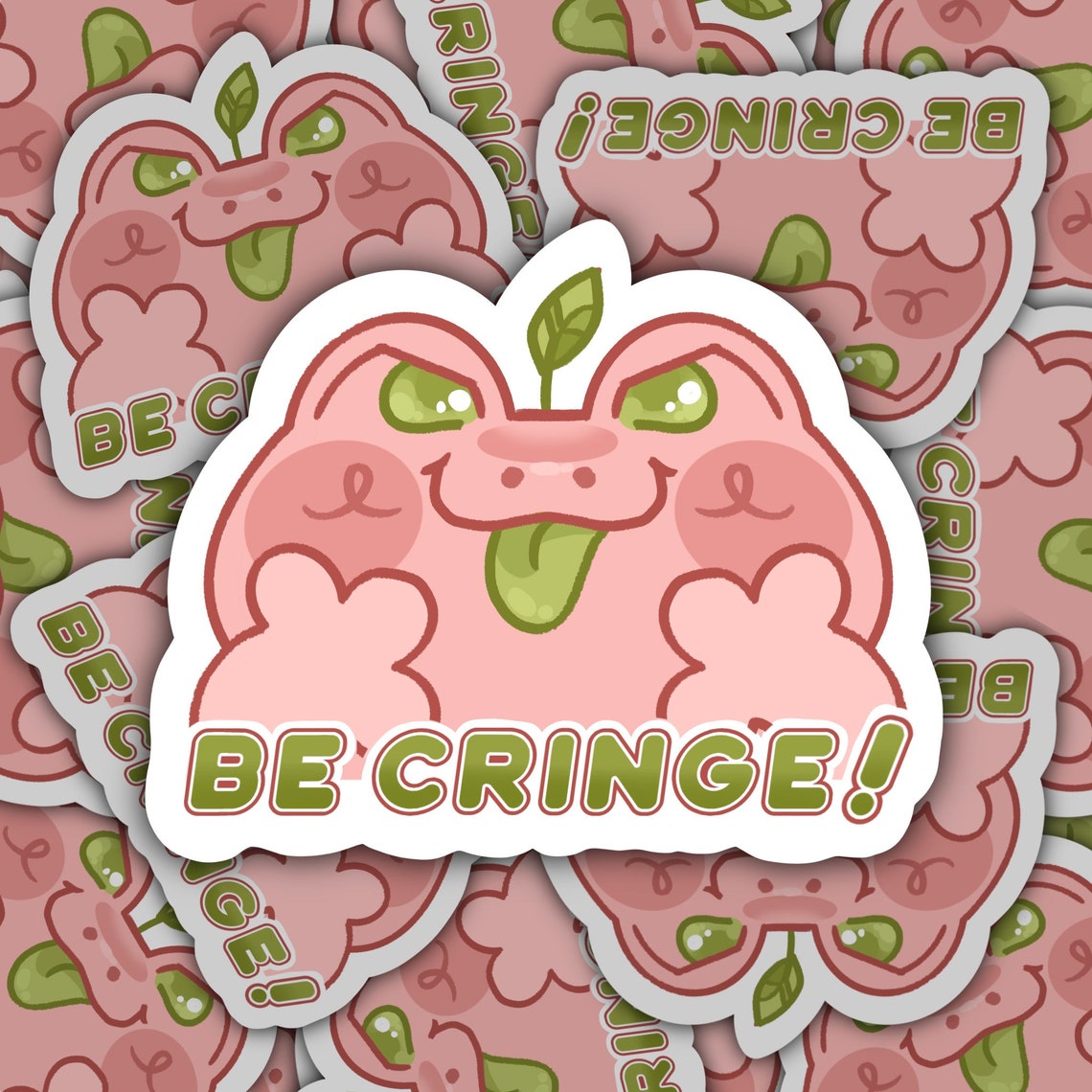 BE CRINGE Frog Glossy Vinyl Sticker - Etsy