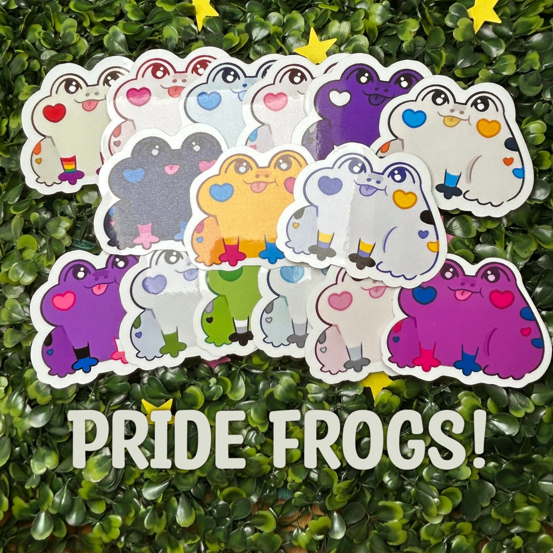 Love Heart Frog Pride Glossy Vinyl Stickers - Etsy