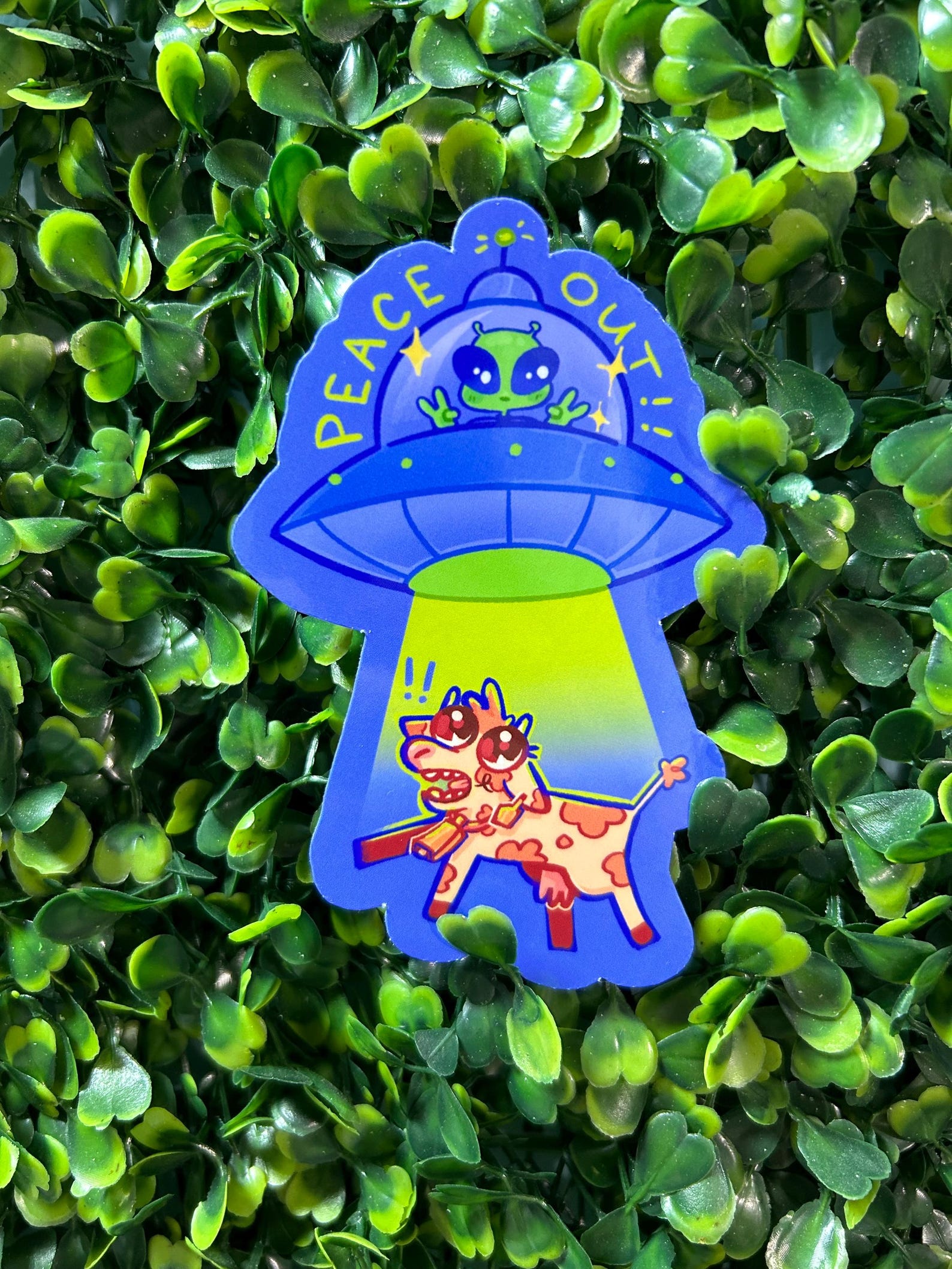 Peace Out Alien Glossy Vinyl Sticker - Etsy