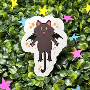 Bat Cat Glossy Vinyl Sticker - Etsy