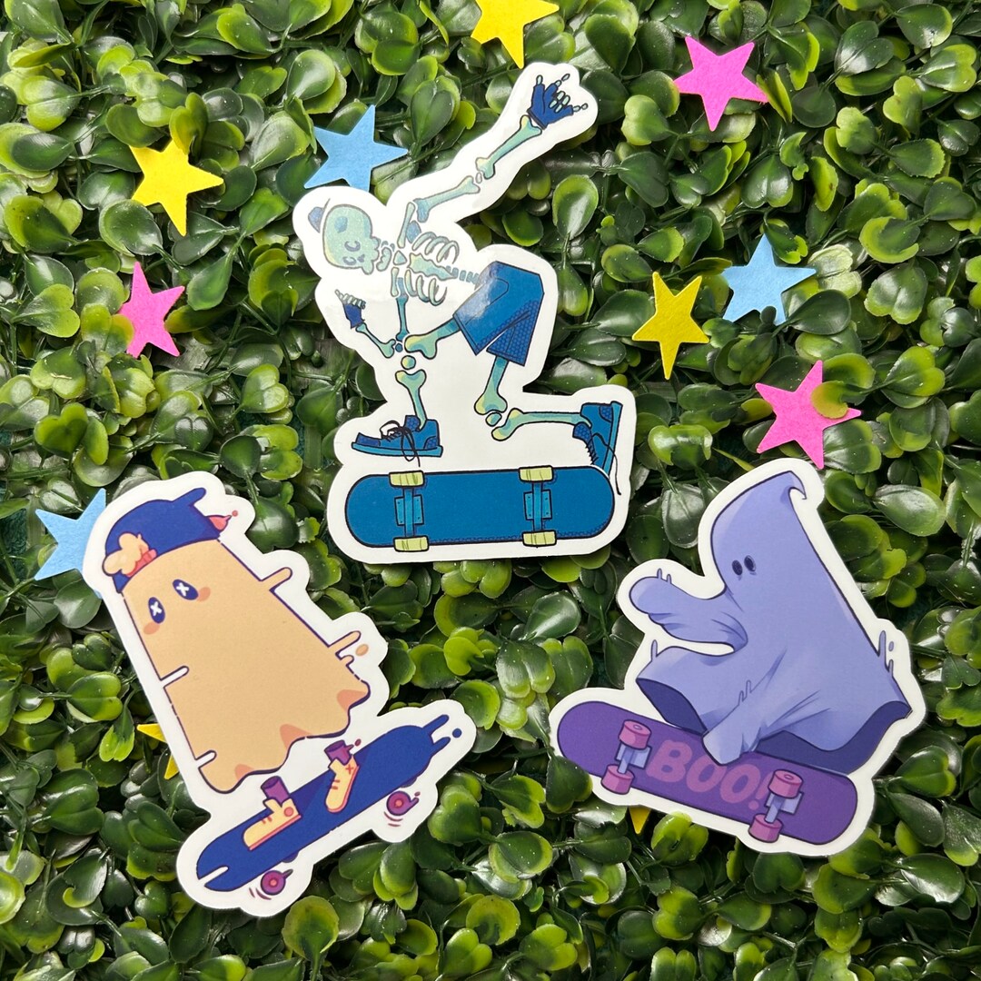 Spooky Skaters Glossy Vinyl Sticker Set - Etsy