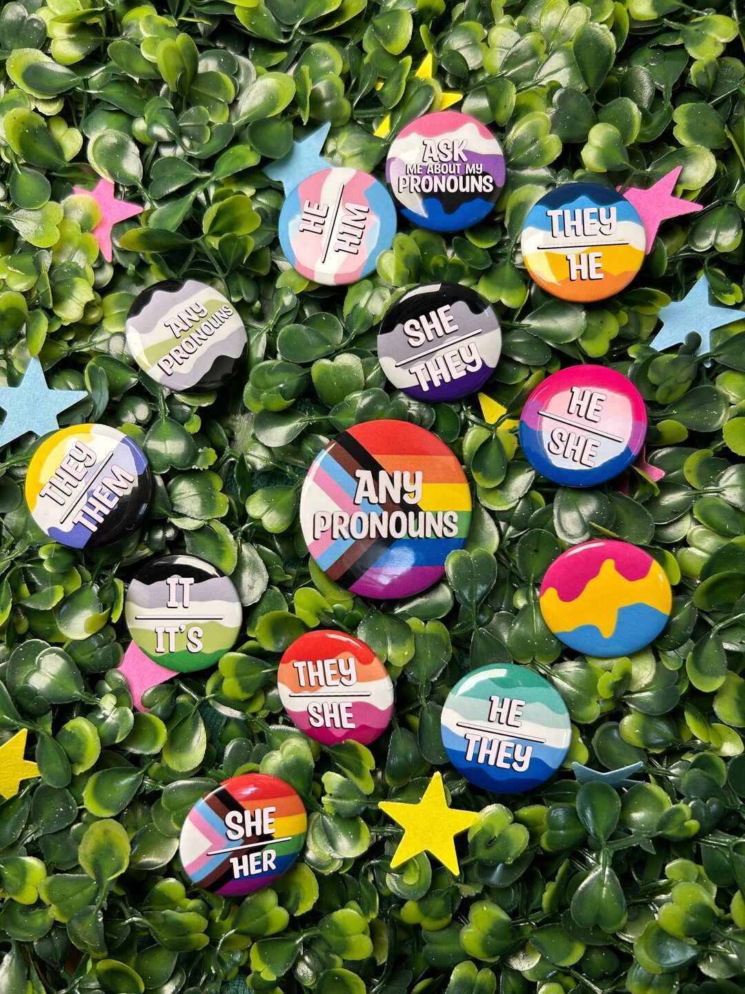 Customizable Pride Flag and Pronoun Pin Back Button - Etsy