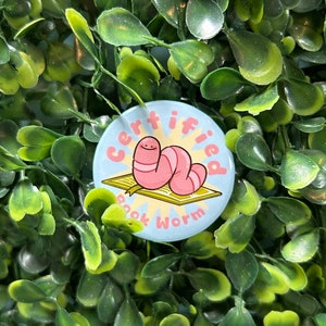 Certified Book Worm Pin Back Button - Etsy